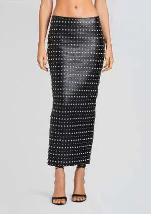 Retrofete Whitley Embellished Leather Skirt