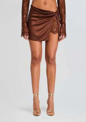 Retrofete Reeve Silk Skirt - Espresso