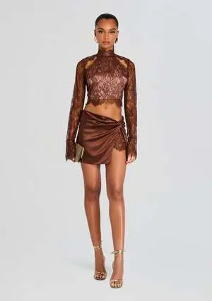 Retrofete Reeve Silk Skirt - Espresso