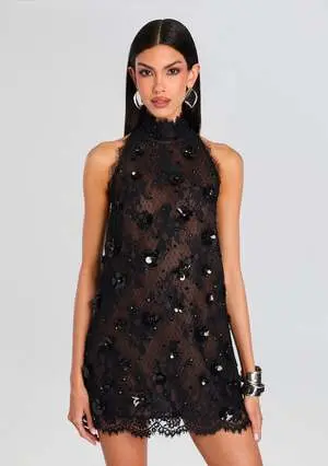 Retrofete Banks Embellished Lace Mini Dress