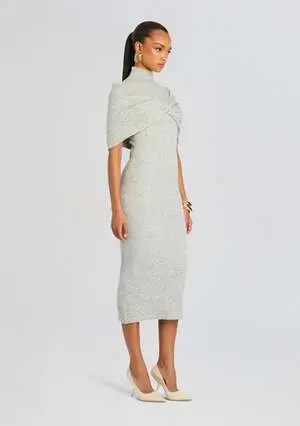 SEROYA Wisteria Knit Midi Dress - Light Grey