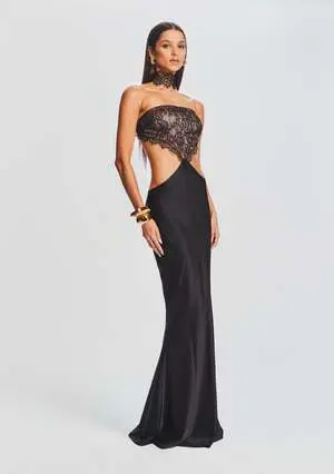 Retrofete Lucie Gown With Open Back - Black