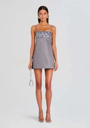 Retrofete Lark Embroidered Mini Dress - Dusk/silver