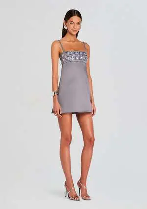 Retrofete Lark Embroidered Mini Dress - Dusk/silver