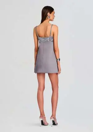 Retrofete Lark Embroidered Mini Dress - Dusk/silver