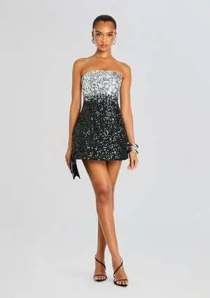 Retrofete Kameron Embellished Mini Dress - Black/silver