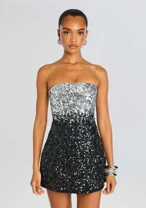 Retrofete Kameron Embellished Mini Dress - Black/silver