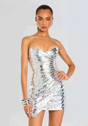 Retrofete Aura Mini Dress - Silver