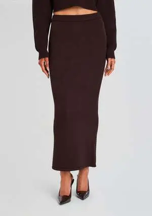 SEROYA Java Knit Skirt - Ash Brown