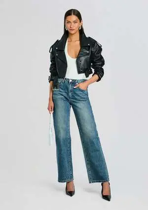 Retrofete Victoria Leather Moto Jacket - Black