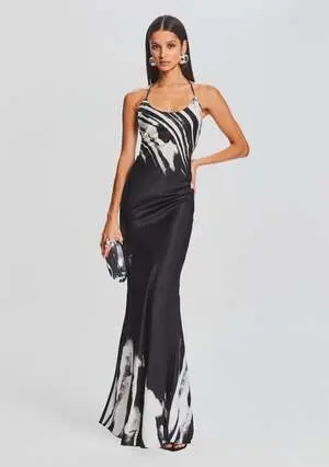 Retrofete Cami Silk Dress - Zebra Ink Ombre