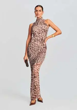 SEROYA Ronnie Dress - Tan Leopard