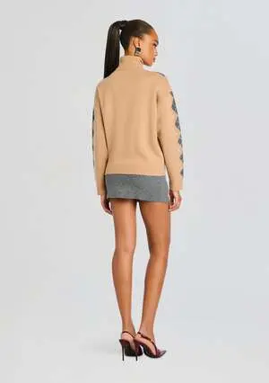 Retrofete Cecilie Embellished Knit Mini Skirt - Dusk/latte