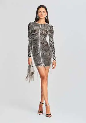 Retrofete Jacqueline Crystal Embellished Dress - Black/silver
