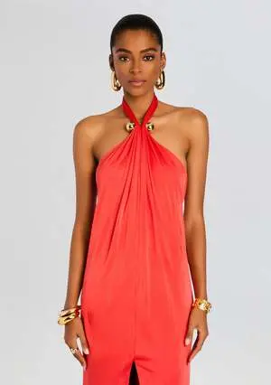 Retrofete Becs Halterneck Maxi Dress - Geranium