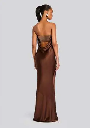 Retrofete Strapless Embellished Evening Gown - Espresso