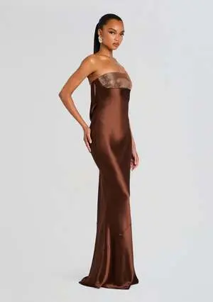 Retrofete Strapless Embellished Evening Gown - Espresso