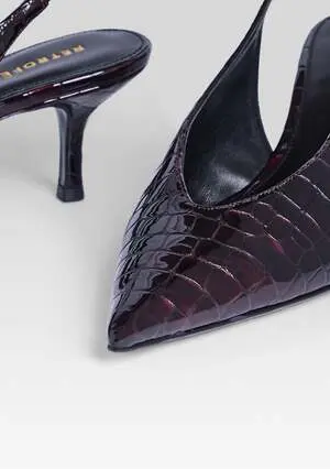 Retrofete Isobel Slingback - Burgundy Croco