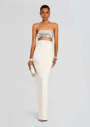Retrofete Esmerelda Strapless Sequin Dress - White