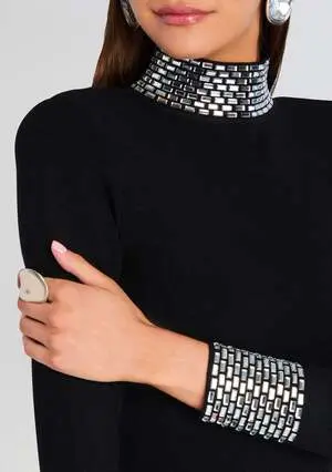 Retrofete Corinth Embellished Knit Mini Dress - Black/silver