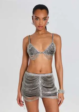 Retrofete Jetta Chain Bra - Black/silver