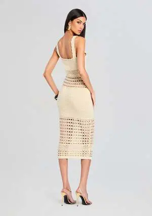 Retrofete Avril Knit Crochet Midi Dress