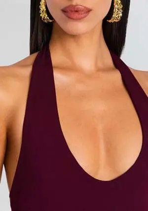 SANS FAFF Bamboo Halter Bodysuit - Bordeaux