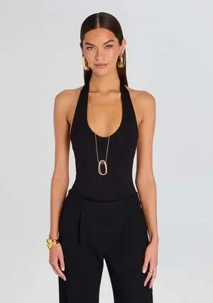 SANS FAFF Bamboo Halter Bodysuit - Black