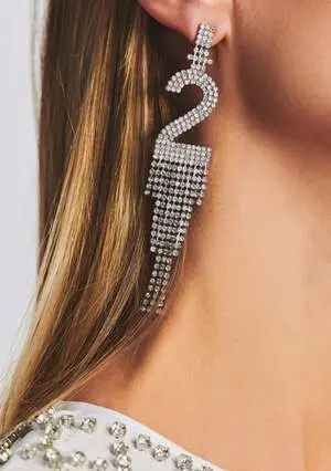 Retrofete Number Rhinestone Earring