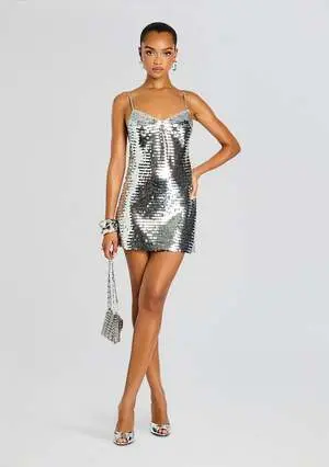 Retrofete Tula Sequin Mini Dress - Silver