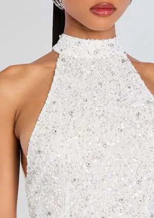 Retrofete Olivia Midi Sequin Dress - White