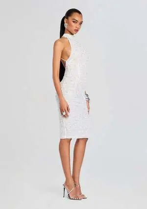 Retrofete Olivia Midi Sequin Dress - White