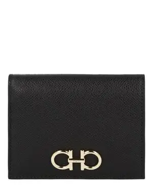 FERRAGAMO Gancini Compact Wallet - Black