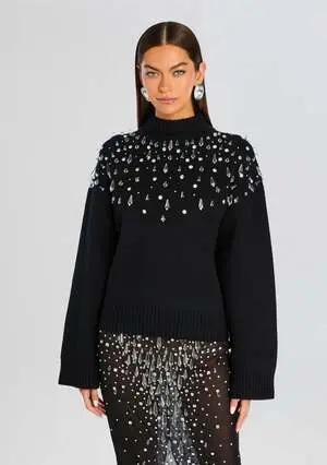 Retrofete Christa Embellished Sweater - Black