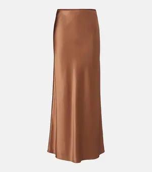 JOSEPH Isaak Silk Satin Maxi Skirt - Brown