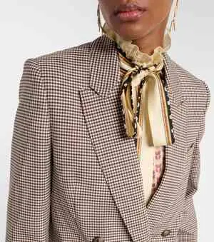 Etro Checked Double-breasted Wool-blend Blazer - Beige