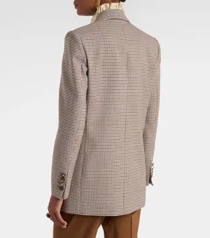Etro Checked Double-breasted Wool-blend Blazer - Beige
