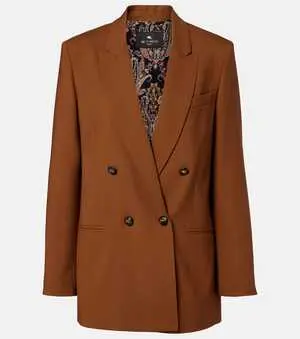 Etro Double-breasted Wool-blend Blazer - Brown