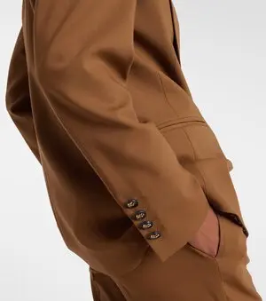 Etro Double-breasted Wool-blend Blazer - Brown