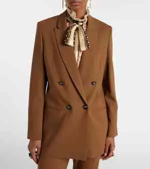 Etro Double-breasted Wool-blend Blazer - Brown