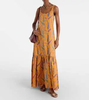 Etro Printed Cotton Cady Maxi Dress - Orange