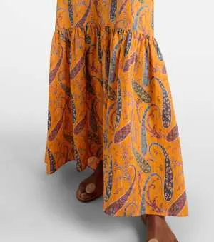 Etro Printed Cotton Cady Maxi Dress - Orange