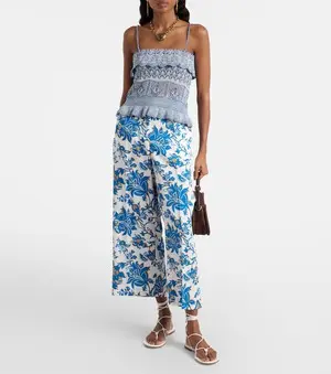 Etro Knitted Cotton Crop Top - Blue