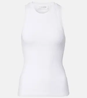 Victoria Beckham Ribbed Cotton-blend Tank Top - White