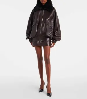 Khaite Daemon Oversized Leather Blouson Jacket - Brown