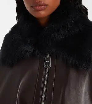 Khaite Daemon Oversized Leather Blouson Jacket - Brown