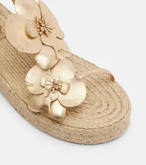 Zimmermann Floral Appliqué Leather Espadrille Sandals