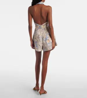 Zimmermann Daylight Printed Linen Romper - Multicoloured