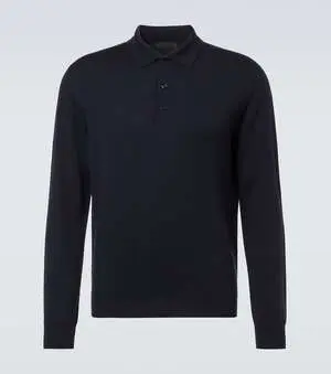 SAMAN AMEL Allen Wool Polo Sweater - Blue