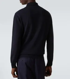 SAMAN AMEL Allen Wool Polo Sweater - Blue